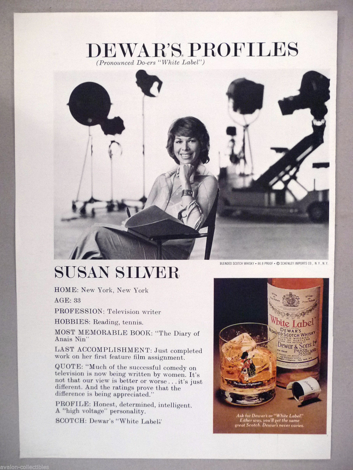 Susan Silver, Dewars Profile, Vintage